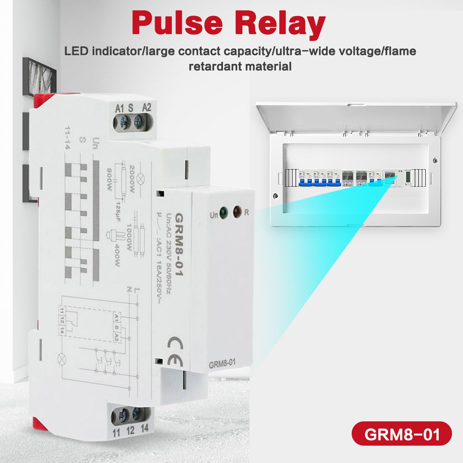 Latching Relay GRM8-01 Electronic Impulse Relay, AC 230V Memory Relay ...