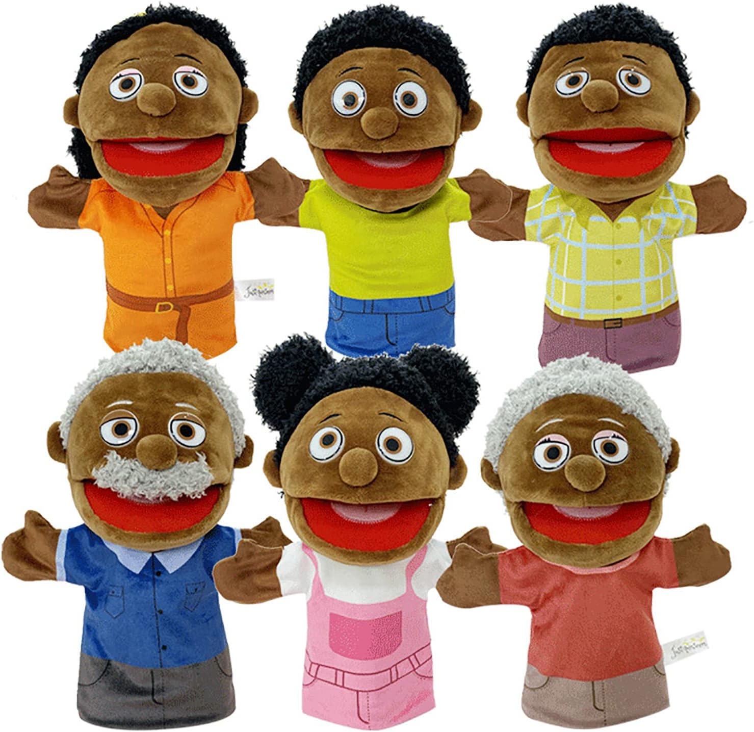 6pcs Africa Family Puppets Set With Movable Mouth - Plush Doll Black ...