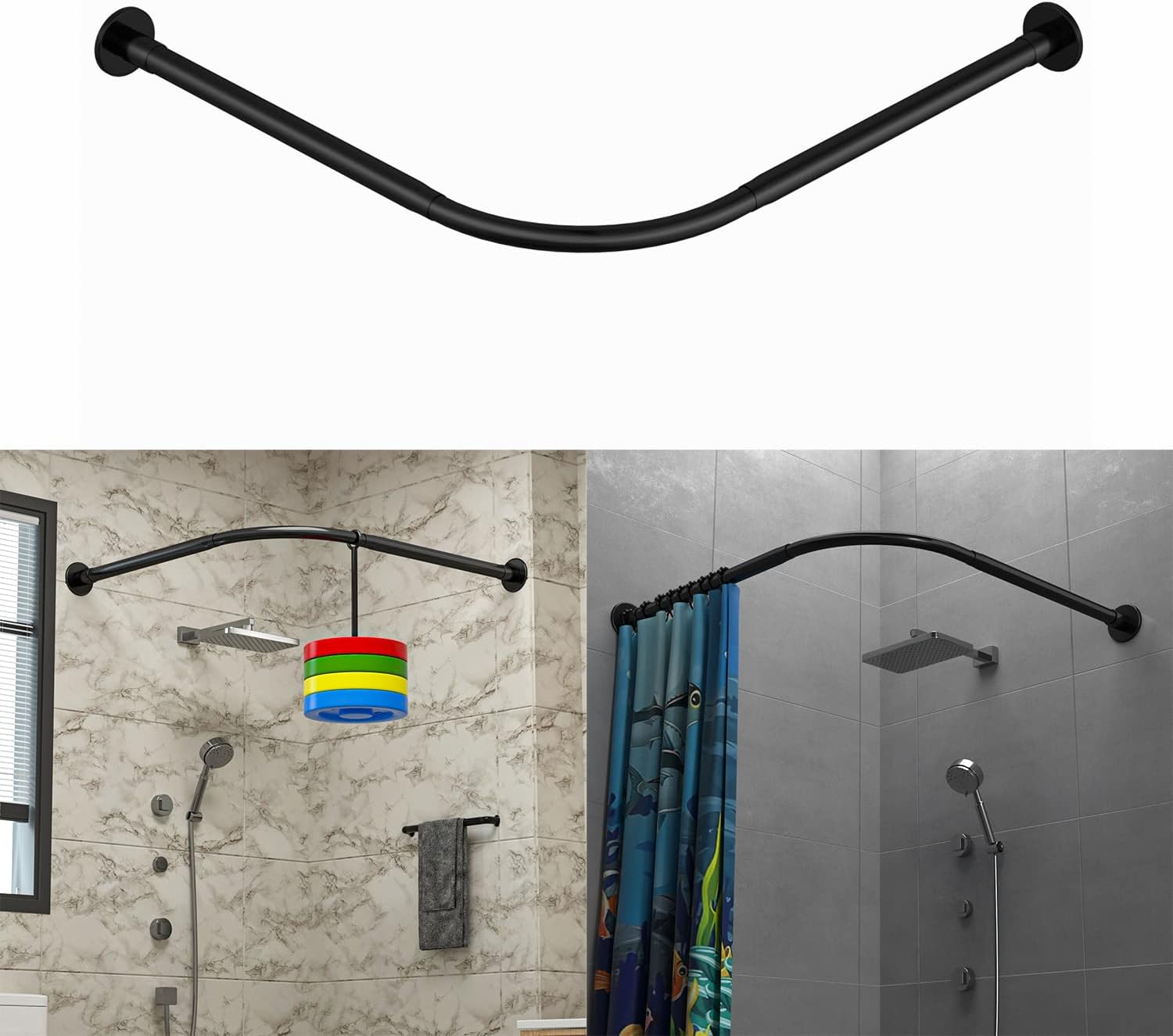 Amazon.com: Crkmire Corner Shower Curtain Rod, [24"-53"] x [24"-53 ...
