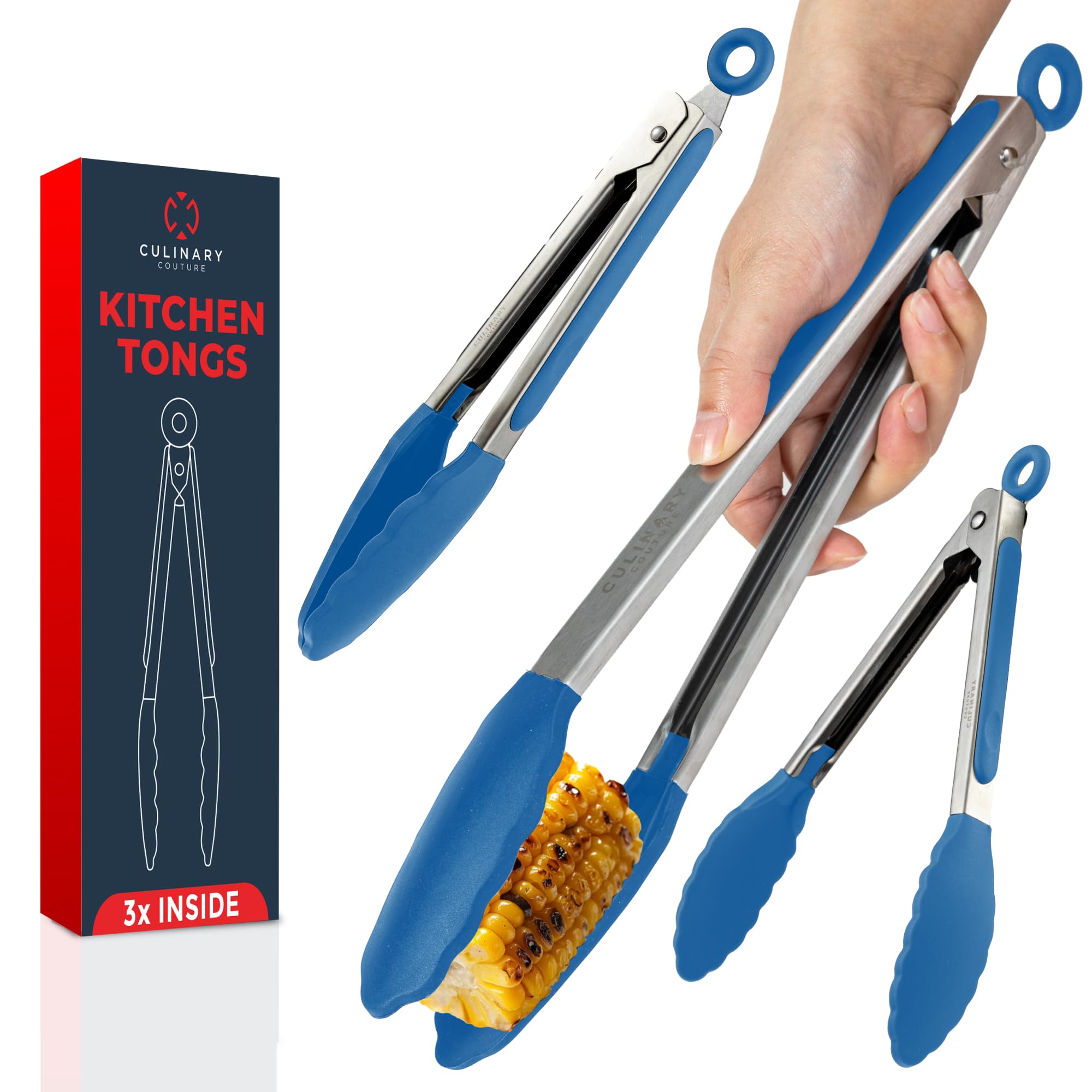 Amazon.com: Silicone Kitchen Tongs with Silicone Tips, Set of 3 Heat ...