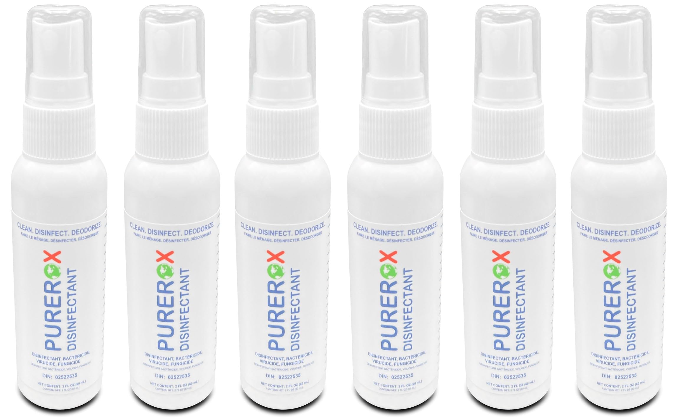 PUREROX disinfectant (2oz, 6pk) Travel Size, Eliminate viruses HIV ...