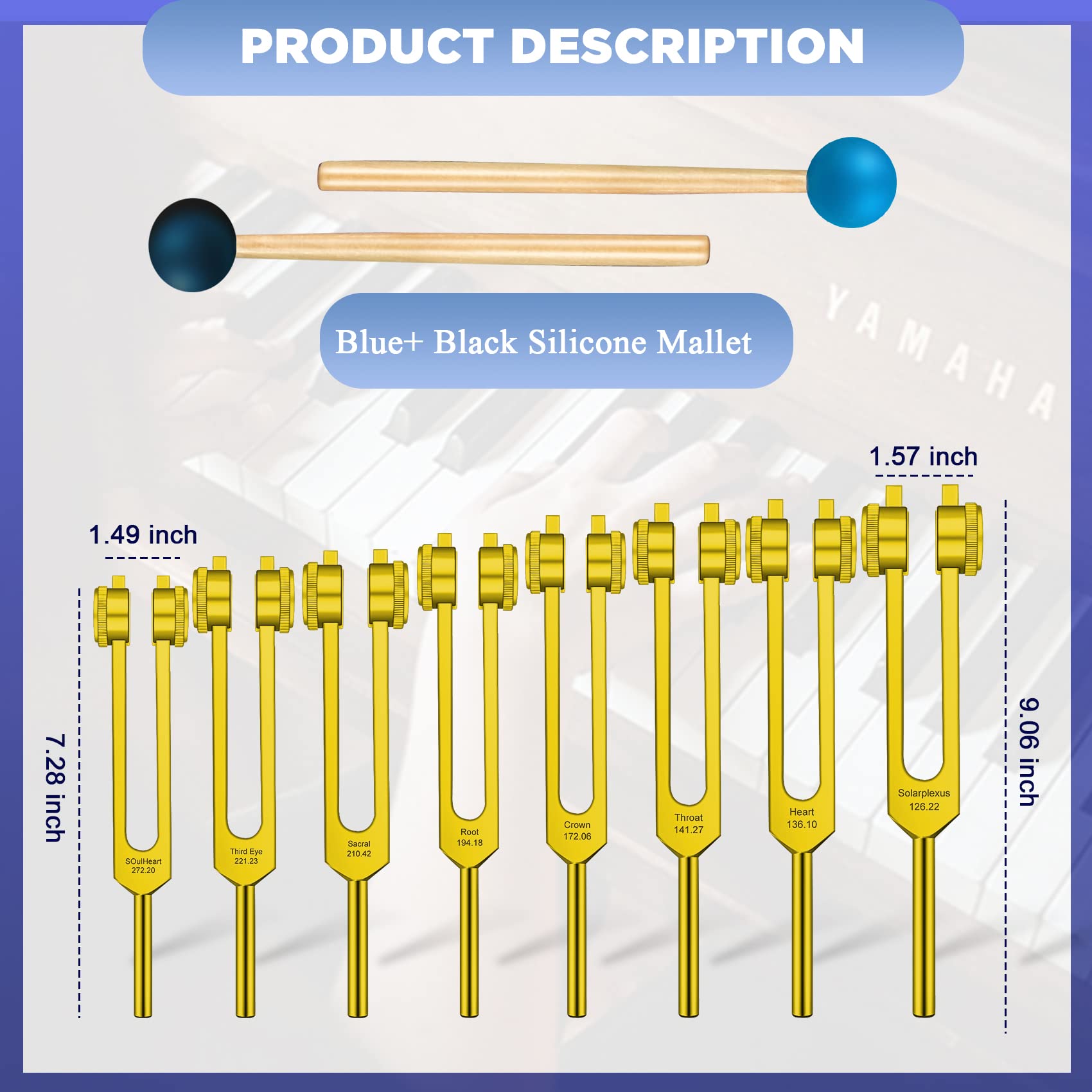 Snapklik.com : Chakra Tuning Forks Set, 7 Chakra And 1 Soul Purpose Weighted Tuning Forks For ...