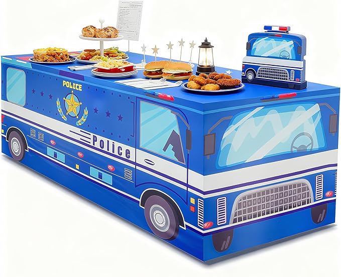 Amazon.com: xbaiyanr 6FT Police Car Table Cloth,Police Birthday Party ...