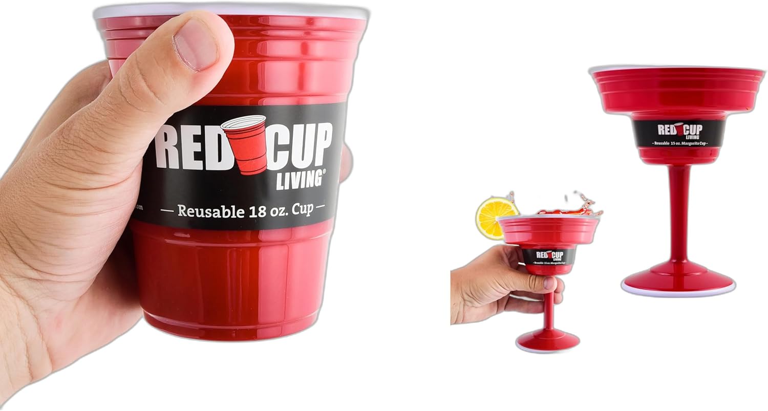 Amazon.com | Red Cup Living Reusable Party Cup Glass Tumbler Set ...