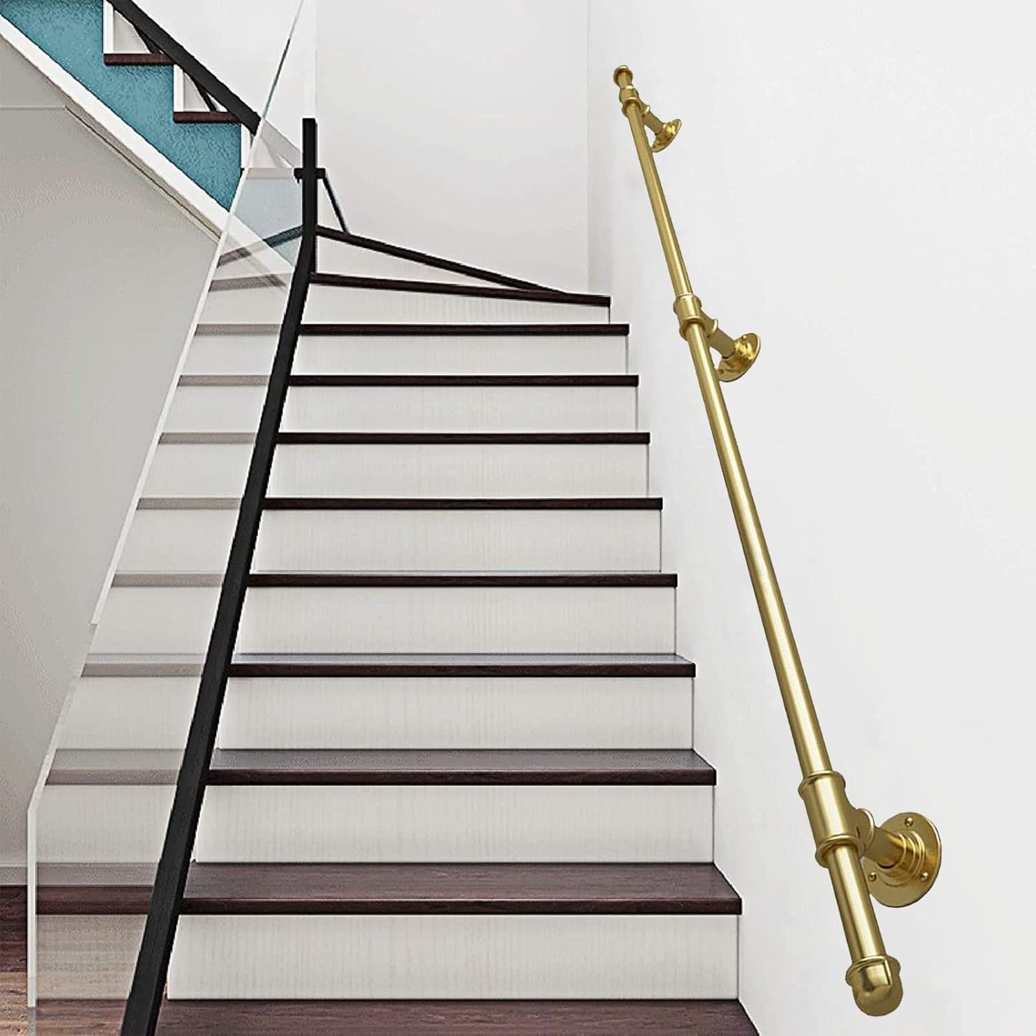 Amazon.com: Gold Handrail for Stairs, Metal Wrought Iron Staircase ...