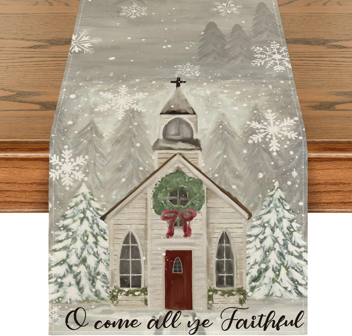 Amazon.com: Fabric Textile Products | Christmas Garland Table Runner ...