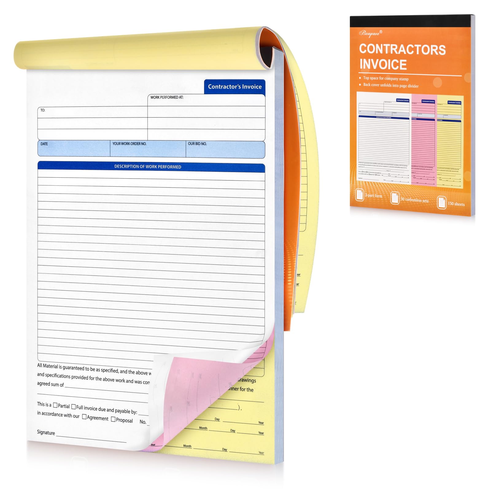 Amazon.com : Large Contractor Invoice Book, Invoice Receipt Book with ...