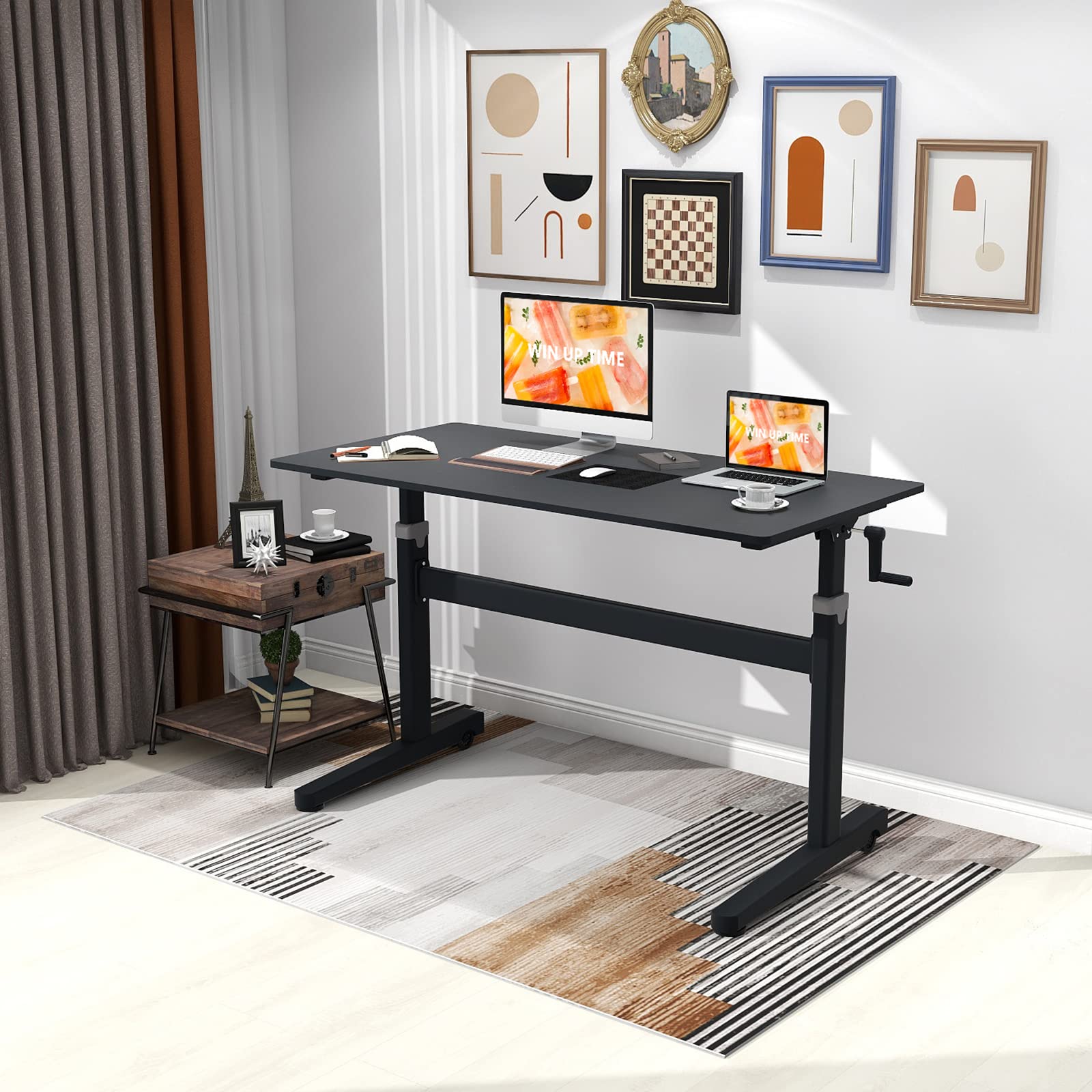 Win Up Time Manual Standing Desk Adjustable Height Heavy Duty- Crank ...