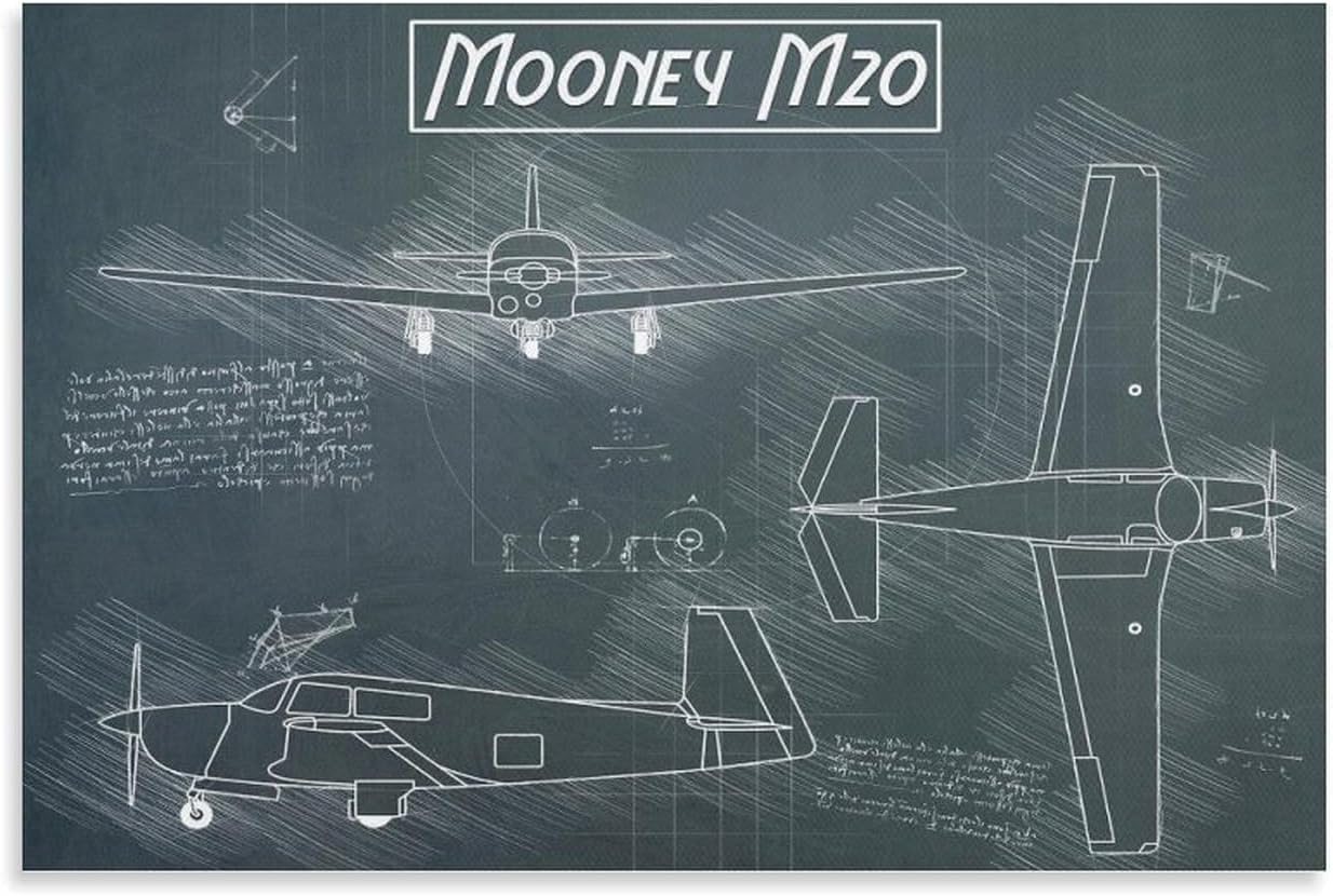 Amazon.com: Westcsn Mooney M20 Airplane Sketch-Effect Poster M20 Poster ...