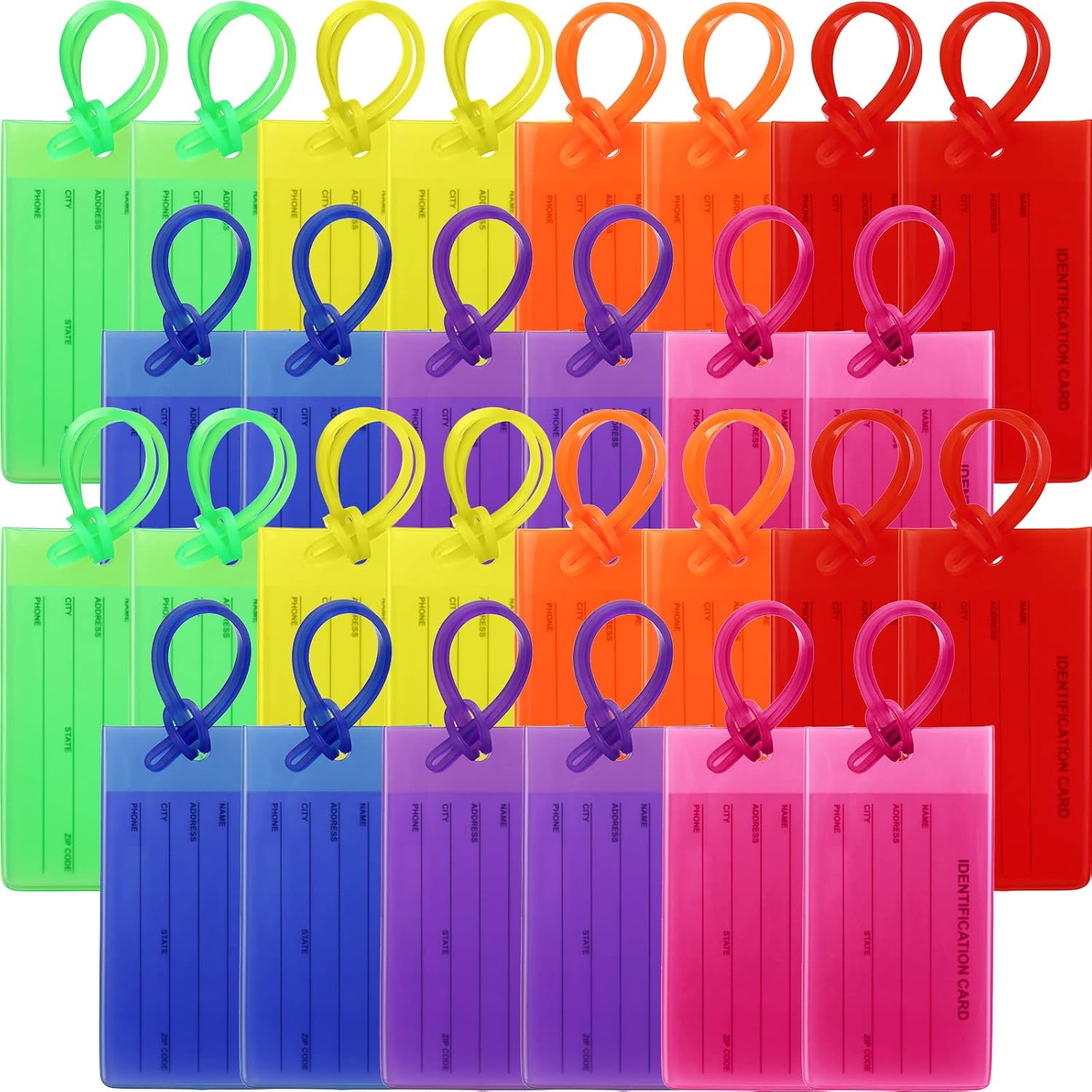 Amazon.com: 28 Pcs Colorful Luggage Tags Flexible Silicone Travel Bag Tags Name ID ...