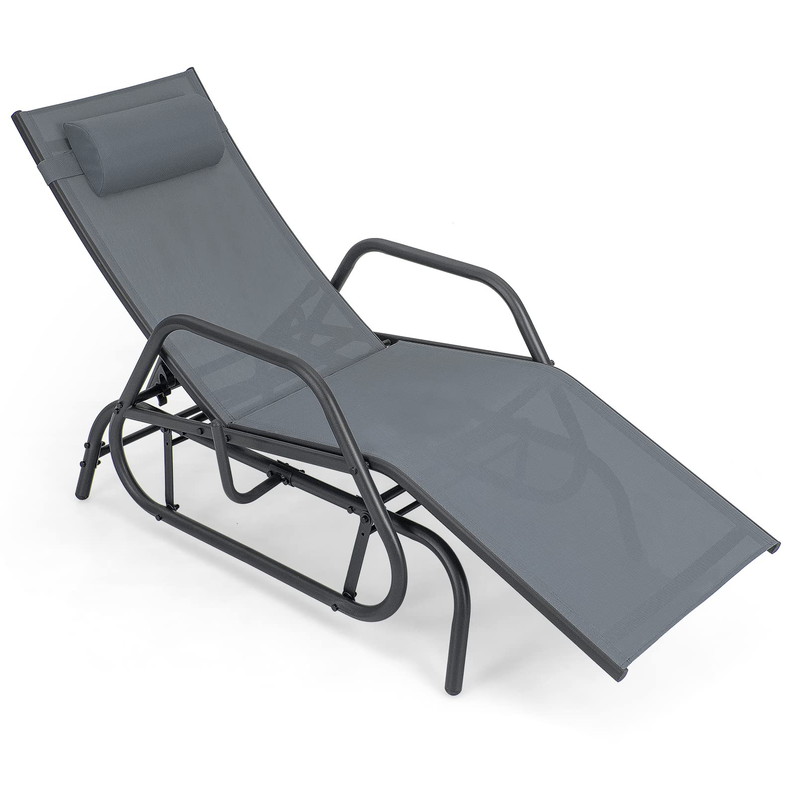 COSTWAY Garden Rocking Sun Lounger, 3 Positions Adjustable Patio Glider ...