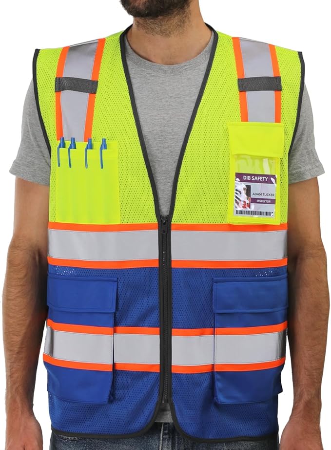 Dib Safety Reflective Mesh Vest High Visibility Two Tone with Pockets ...