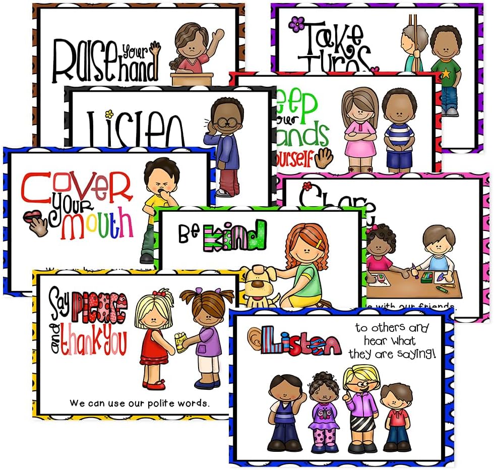 Amazon.com: Lachilly 9 Sheets Classroom Rules Posters, Classroom Wall ...