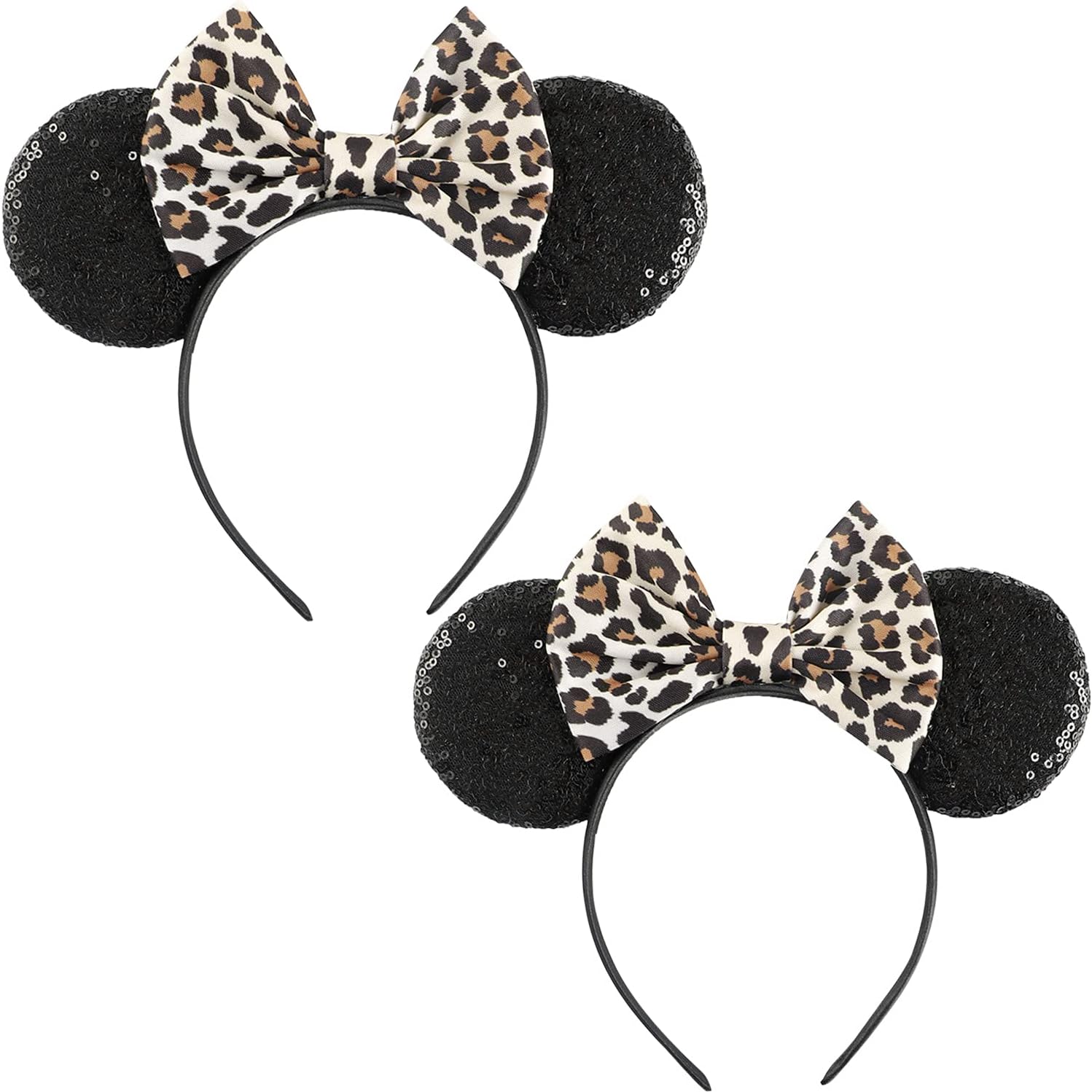 Amazon.com: UNDEHAAC Bows Mouse Ears Headband - 2 Pcs Cute Sequin ...