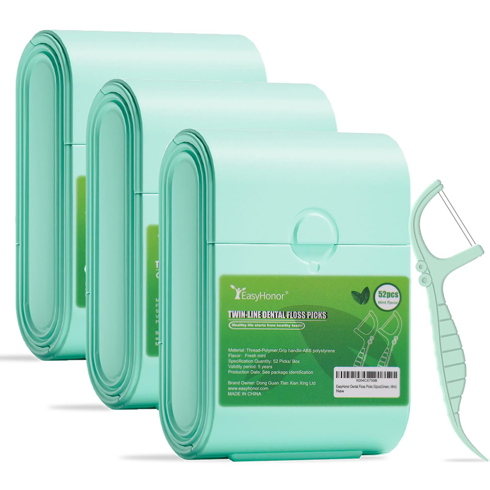 Amazon.com : EasyHonor Dental Floss Picks,Twin-Line Mint Flavor Dental ...