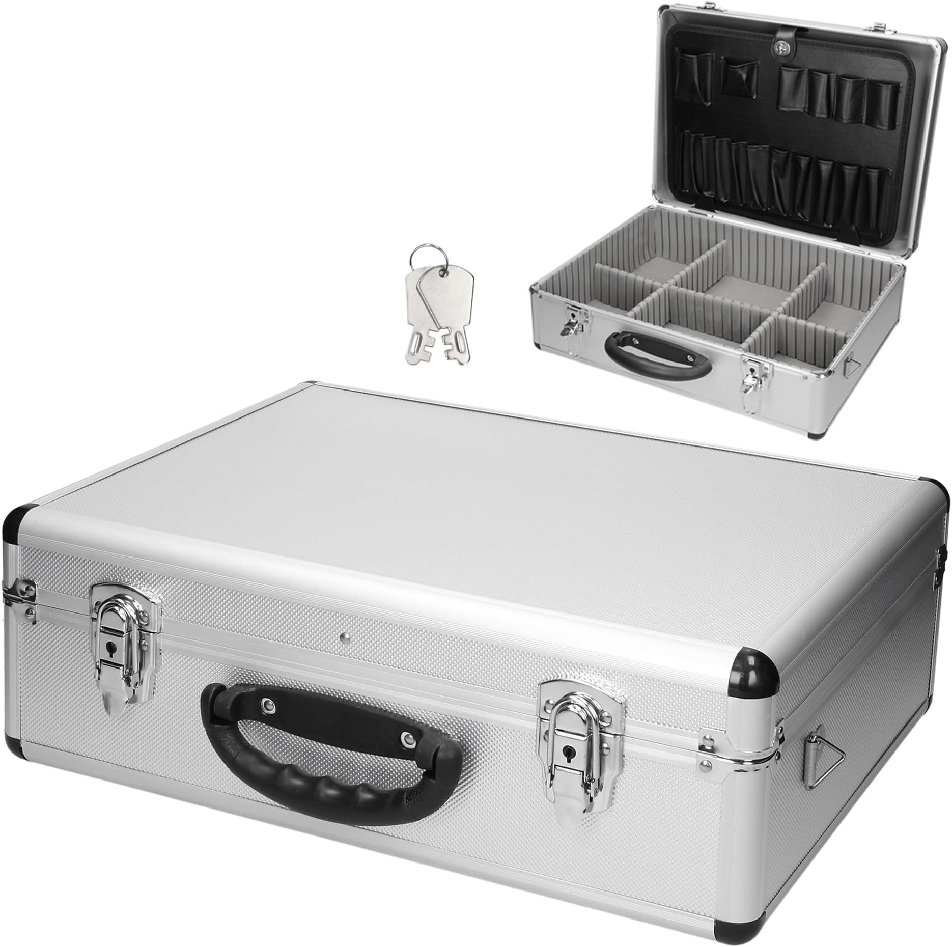 ECD Germany Mallette en Aluminium Vide 45,5x15,5x33 cm Compartiments de ...