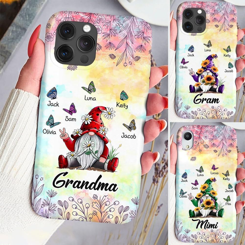 Amazon.com: Flower Gnome Grandma with Butterfly Grandkids Personalized ...