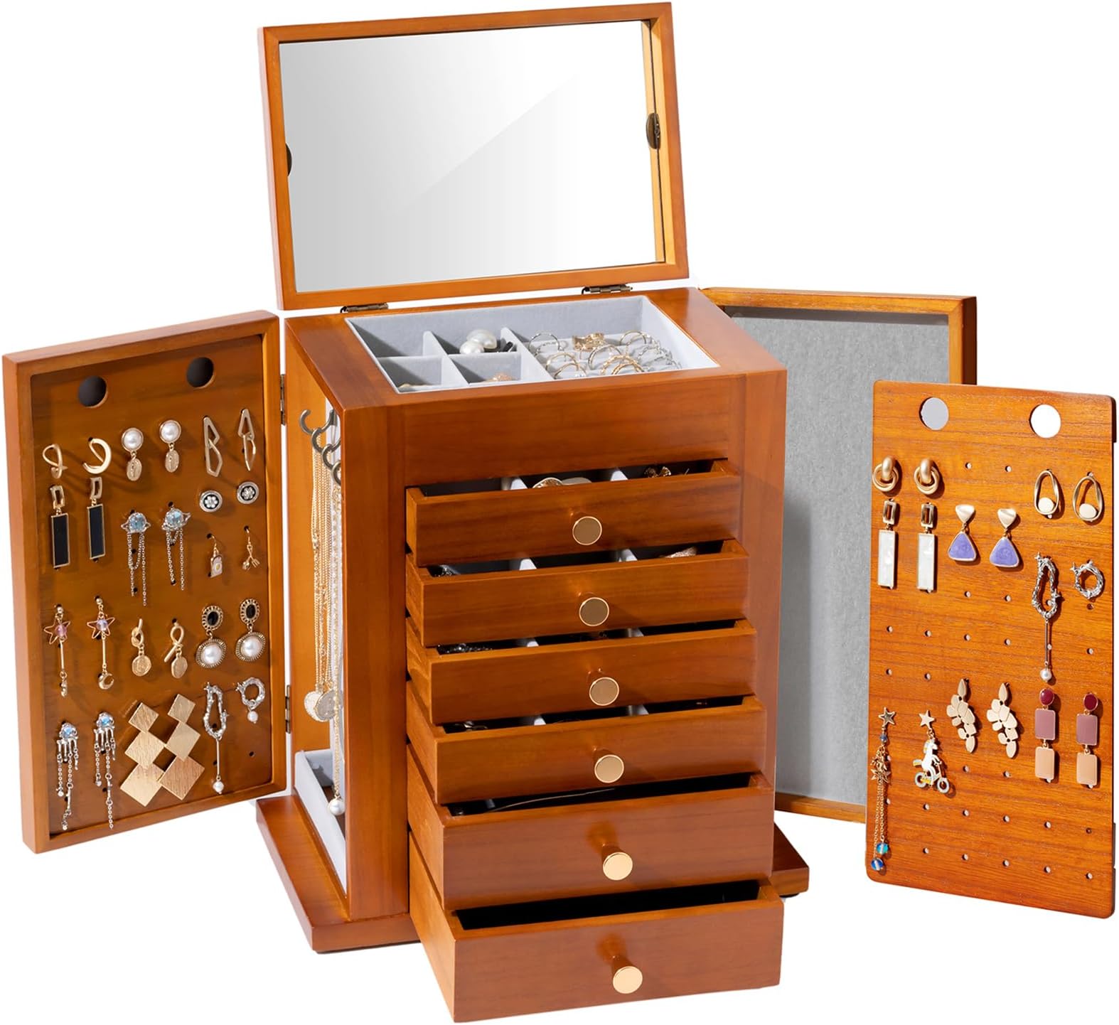 Amazon.com: ProCase Large Jewelry Box, 7-Layer Wooden Jewelry Boxes for ...