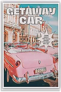 Amazon.com: Taylor Getaway Car Poster Wall Art Pink Car Poster Vintage ...