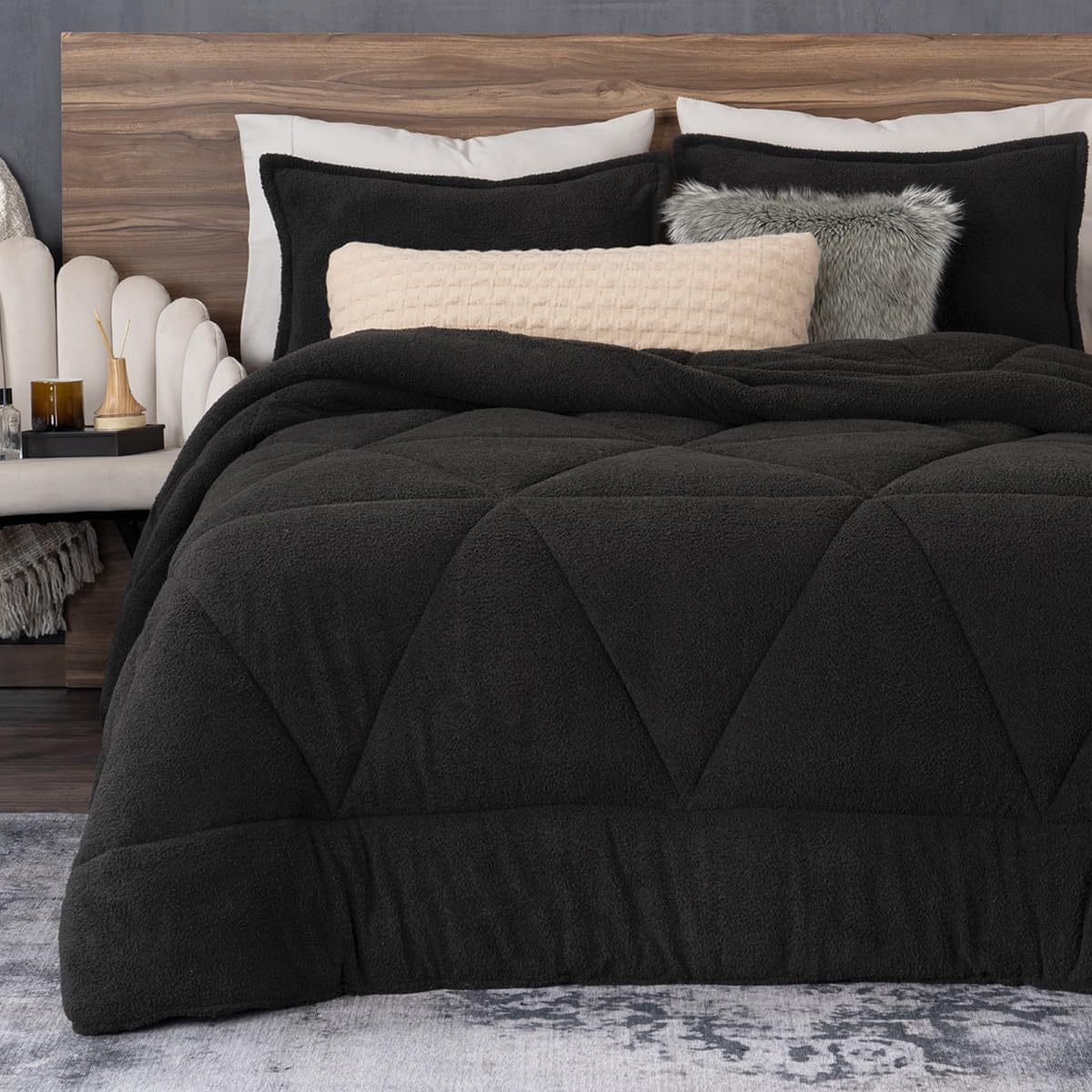 REAL TEXTIL Cobertor Aborregado con Fundas, Edredón Afelpado Invernal ...