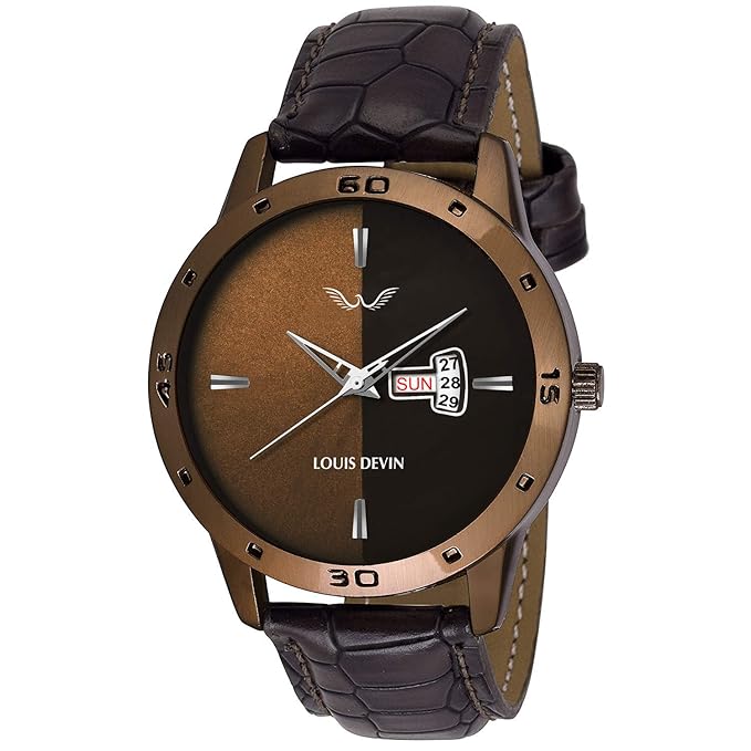 LOUIS DEVIN Leather Bw030-Brwn Brown Leather Strap Analogue Wrist Watch ...