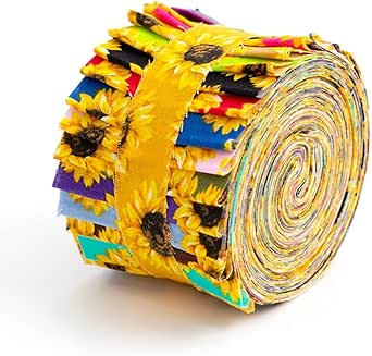 Amazon.com: Mi's Armlets Sunflowers Yellow Jelly Roll Fabric Pre Cut 2. ...