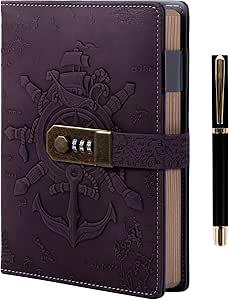 Amazon.com : MGGAO Vintage Journal with Pen for Women Men-A5 Refillable Diary with Lock ...
