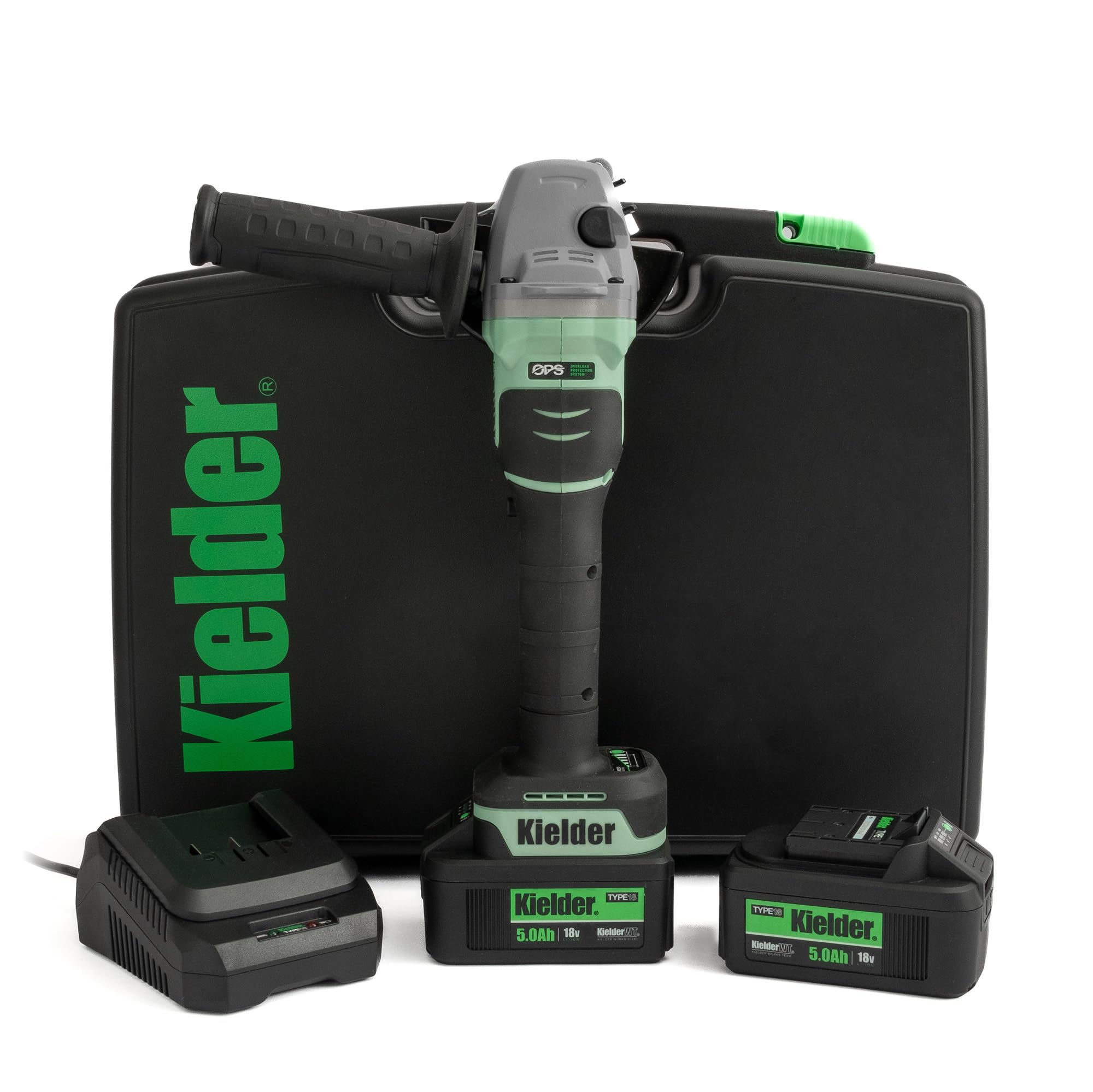 Kielder KWT-013-02 18V Brushless Cordless 115mm Angle Grinder Kit, 2 x ...