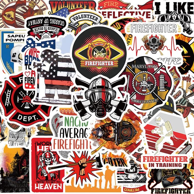 Amazon.com: Fireman Stickers,50 Pcs Cartoon Stickes,PVC Waterproof ...