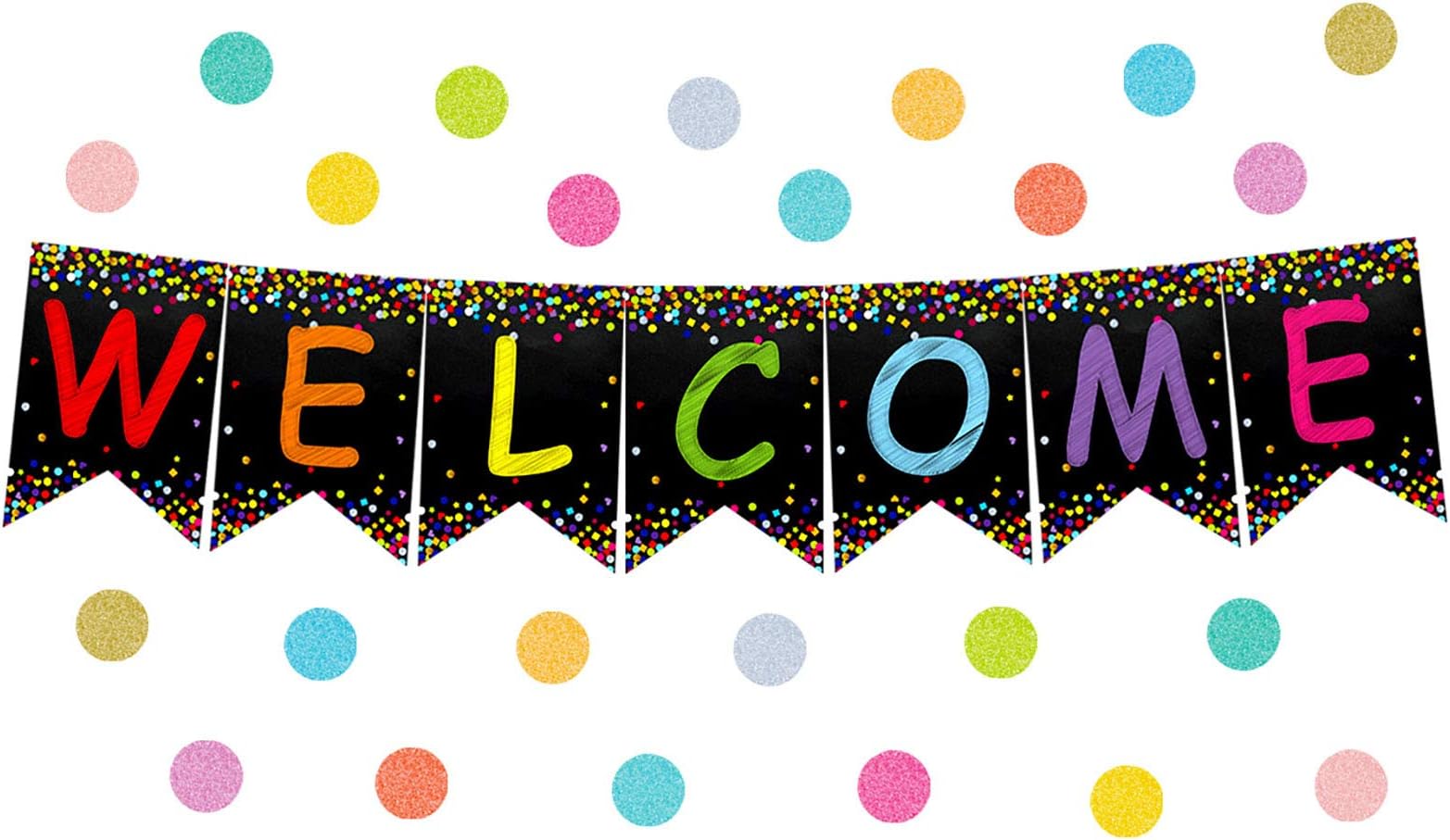 Amazon.com: Bright Classroom Welcome Banner with Pom-Poms (almost 5 ...