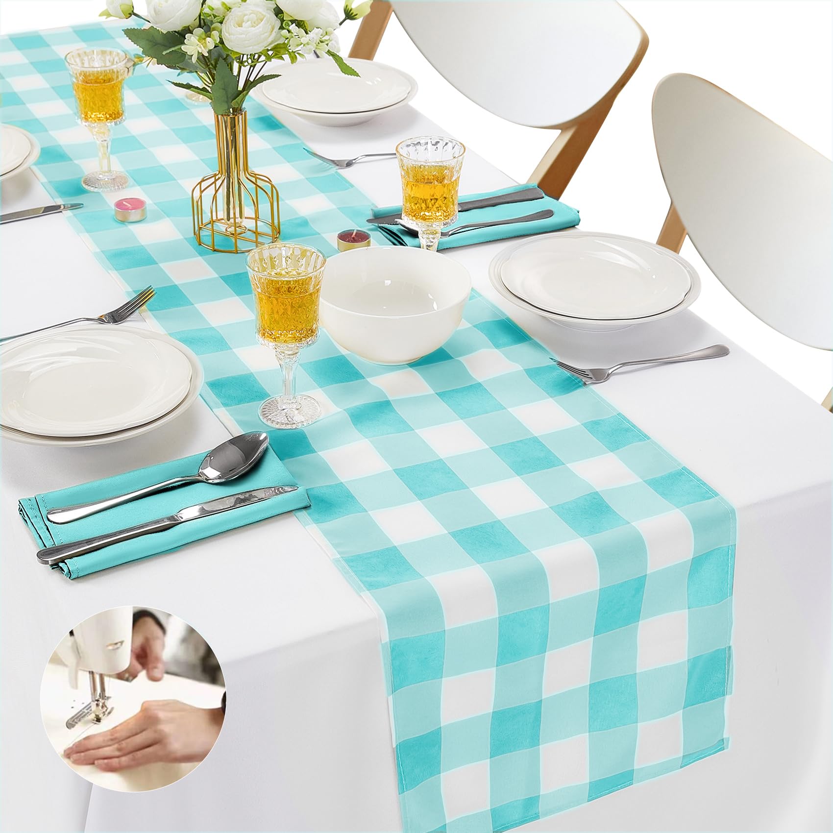 Amazon.com: Fabric Checkered Table Runner 12 Pack Waterproof Gingham ...