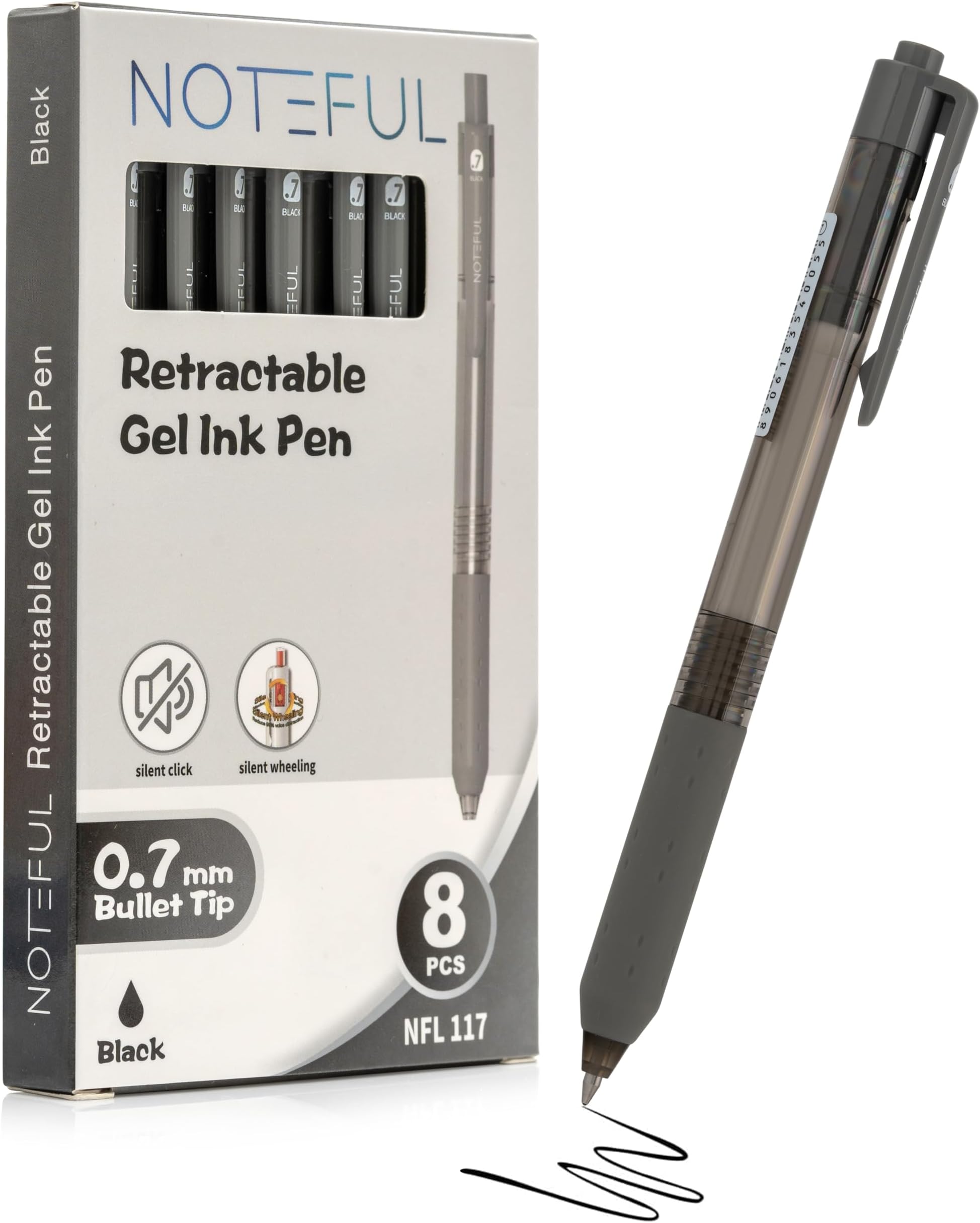 Amazon.com: NOTEFUL Retractable Silent Click Gel Pens For Journaling ...