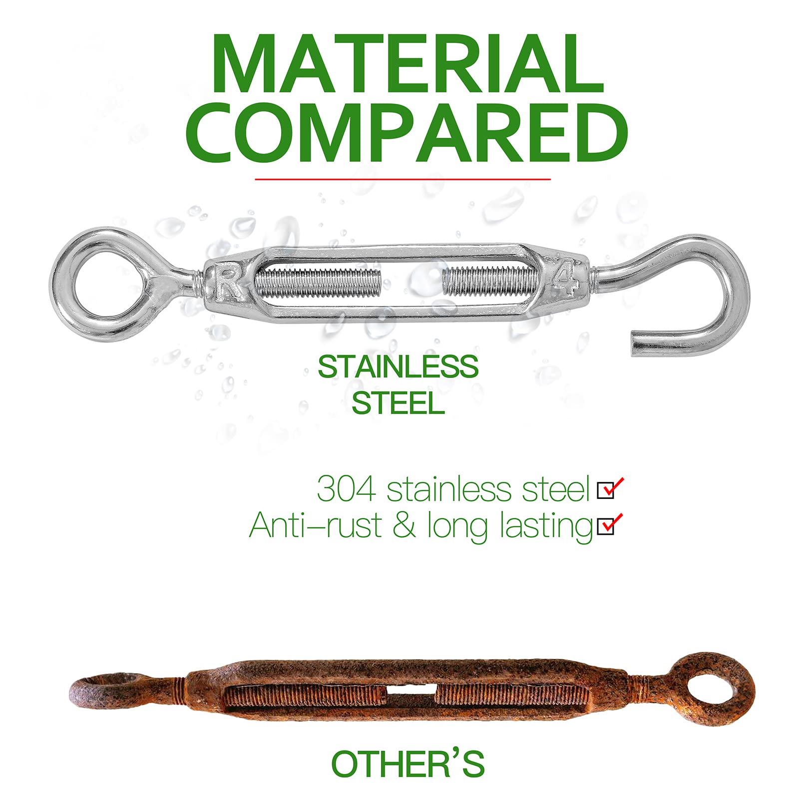 Snapklik.com : Jamiikury 6PCS M4 Hook & Eye Turnbuckle 304 Stainless ...