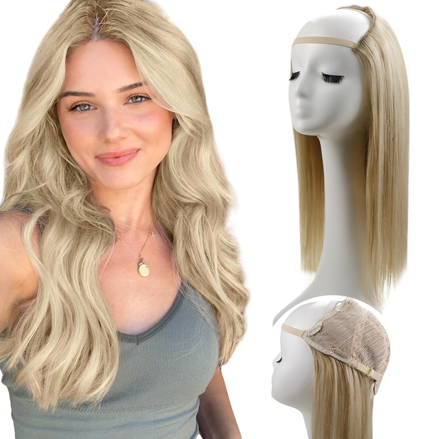 Amazon.com : RUNATURE Glueless U Part Wig 14 Inch U Part Human Hair Wig ...