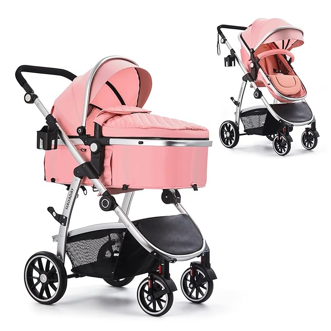 Amazon.com : Hagaday Baby Stroller,2-in-1 Reversible Stroller with Bassinet Mode,Foldable Infant ...