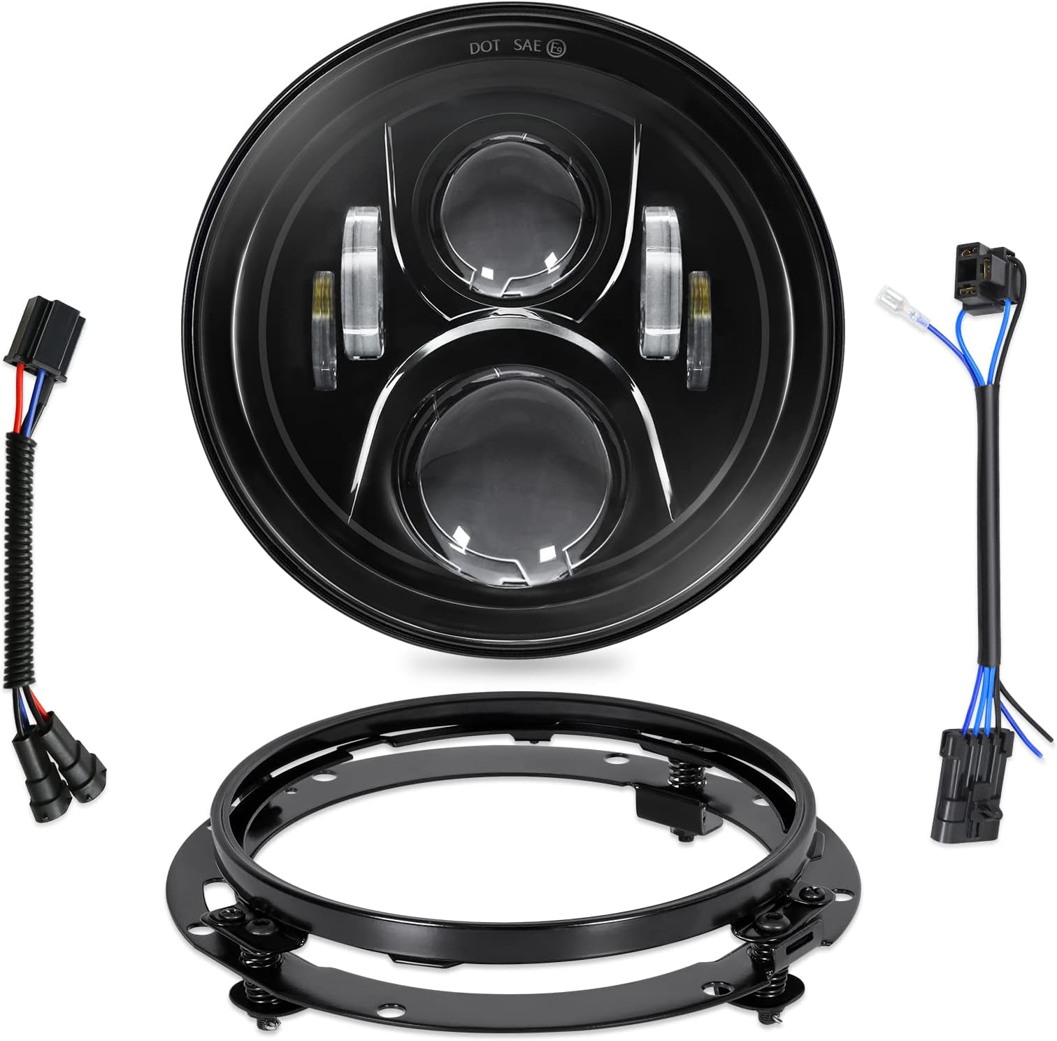 Amazon.com: AlyoNed 7 inch Motorcycle LED Headlight DOT Lamp Kit with ...