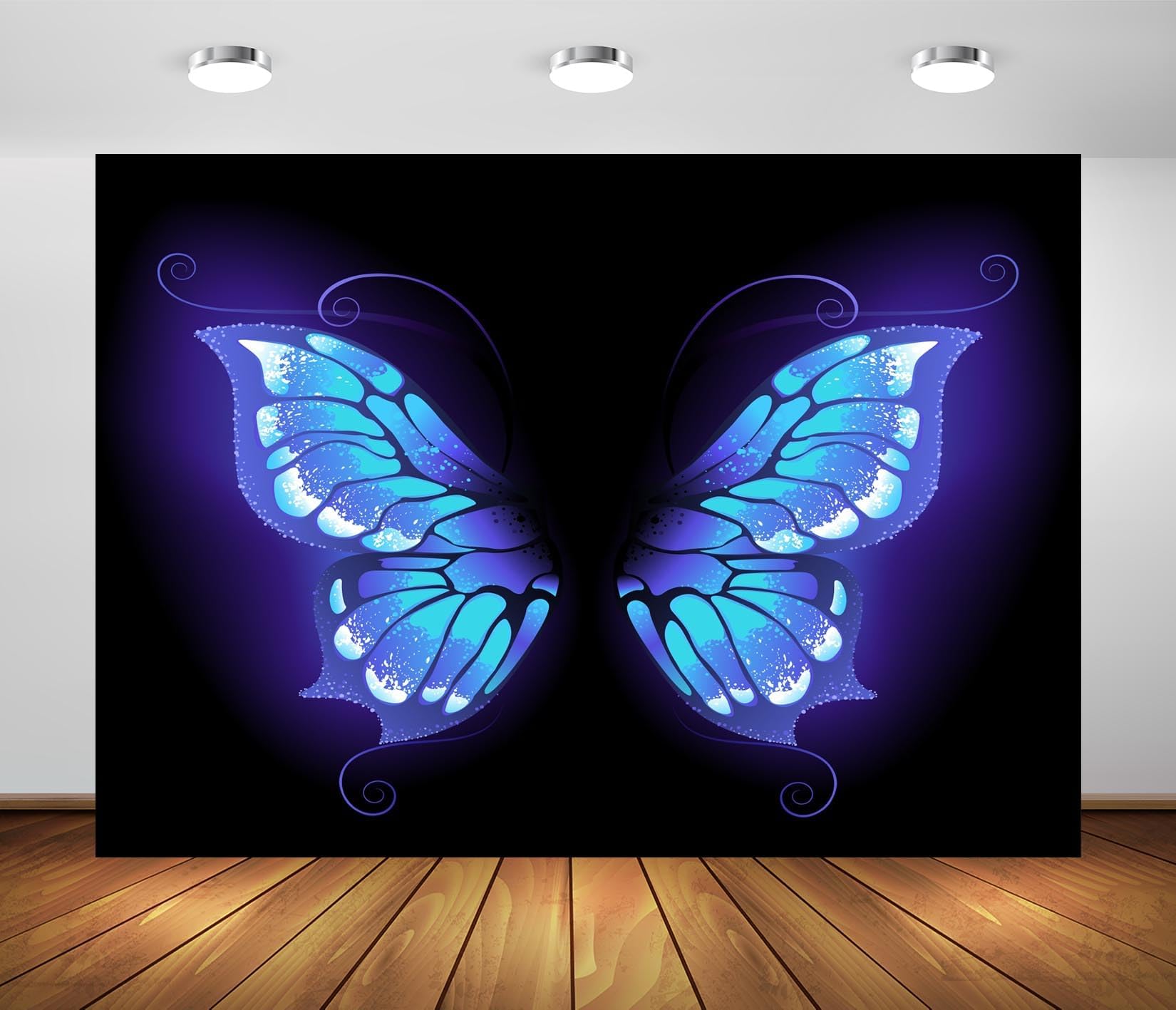 Amazon.com : BELECO 7x5ft Fabric Magic Butterfly Wings Backdrop Blue ...