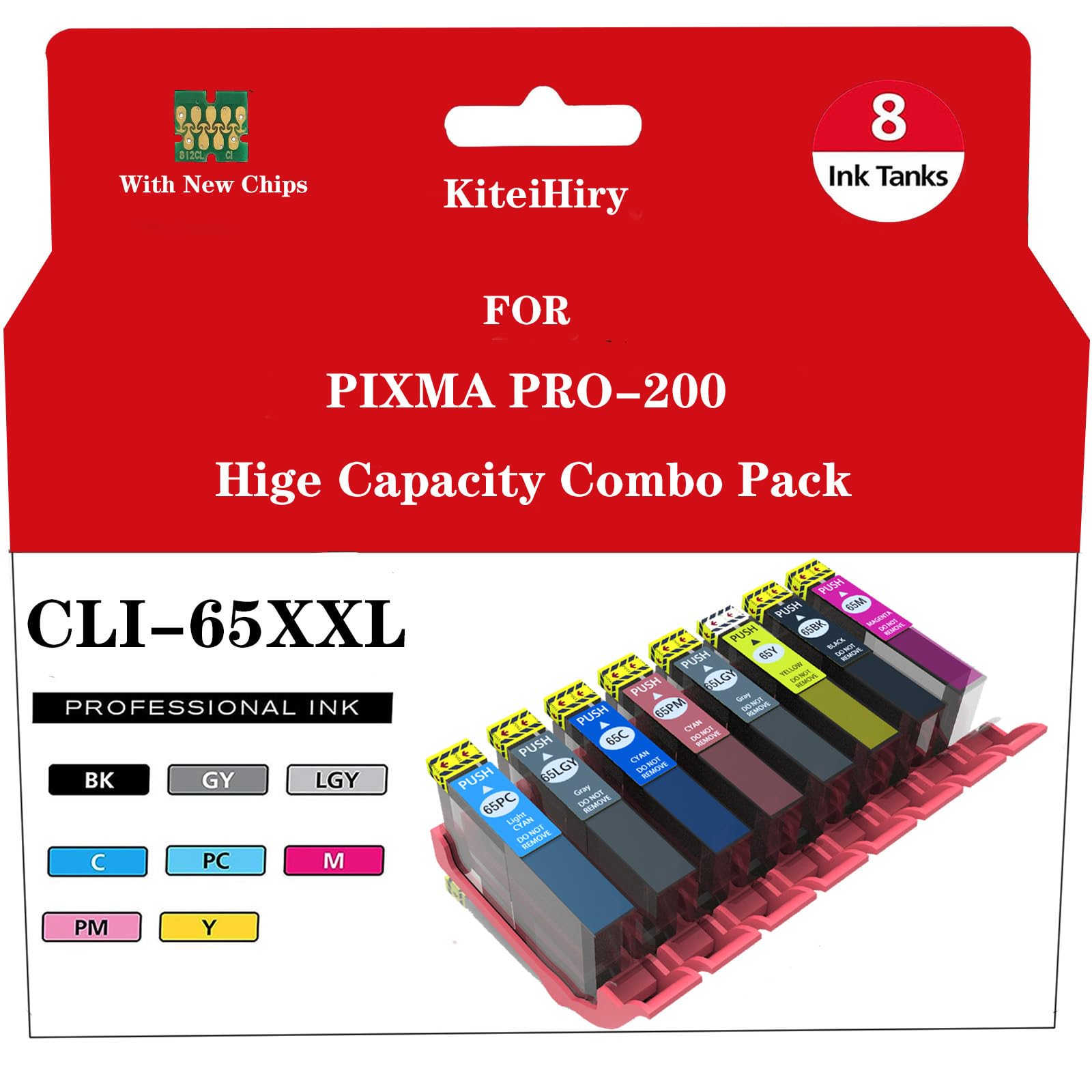 Amazon.com: KHY CLI 65 Ink Cartridges for PRO 200 Printer High Capacity ...