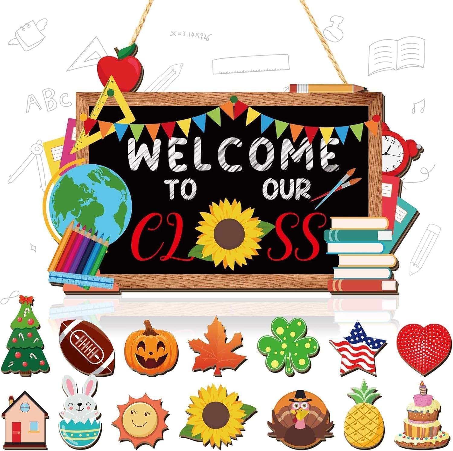 Amazon.com: Welcome to Our Class Back to School Blackboard Welcome Door ...