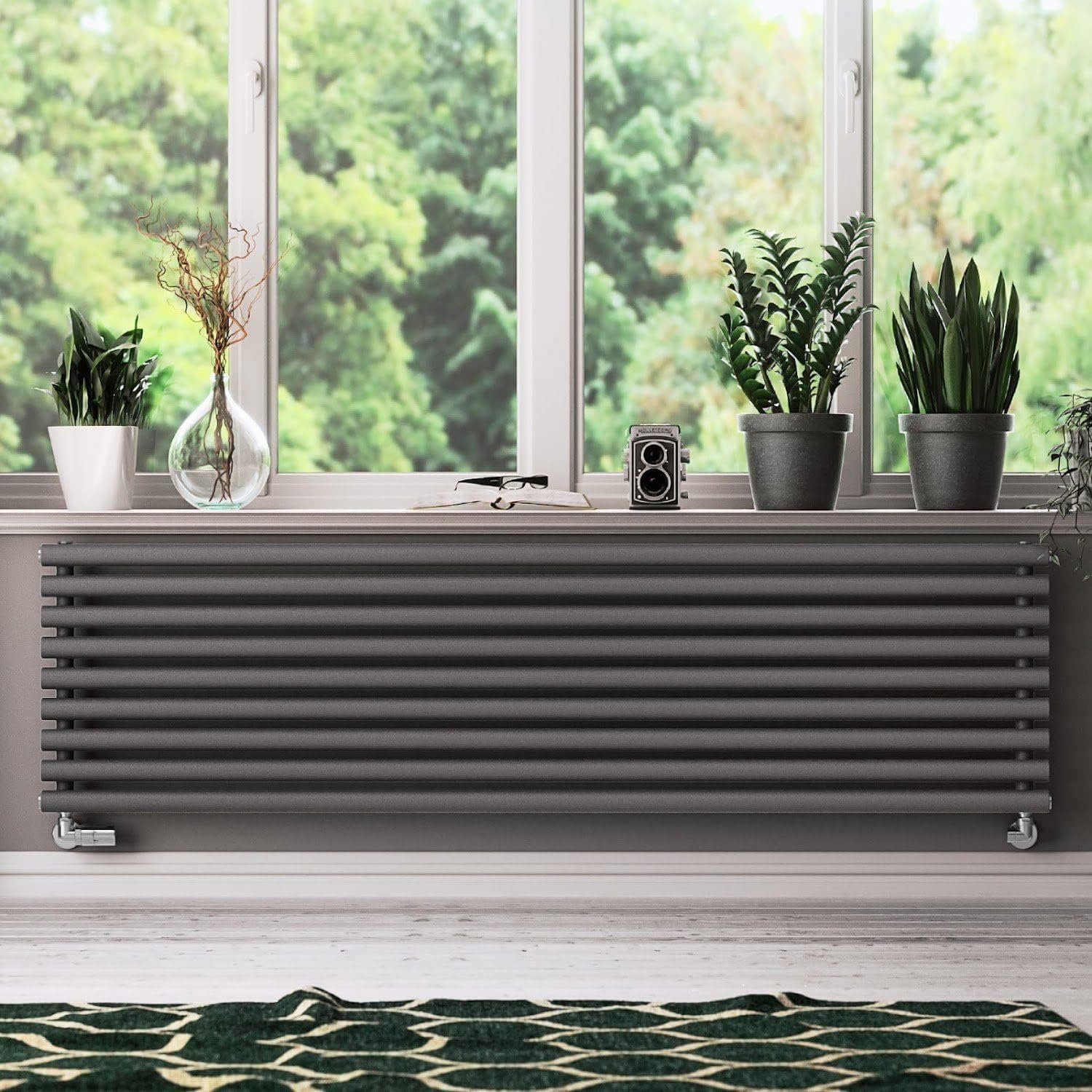 terma Grey Horizontal Designer Radiator Oval Column Central Heating ...