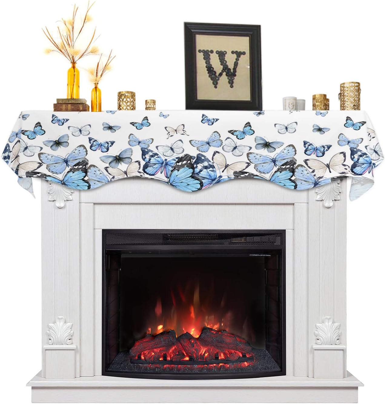 Amazon.com: Dream Butterfly Fireplace Mantle Scarf, Fireplace Scarf ...