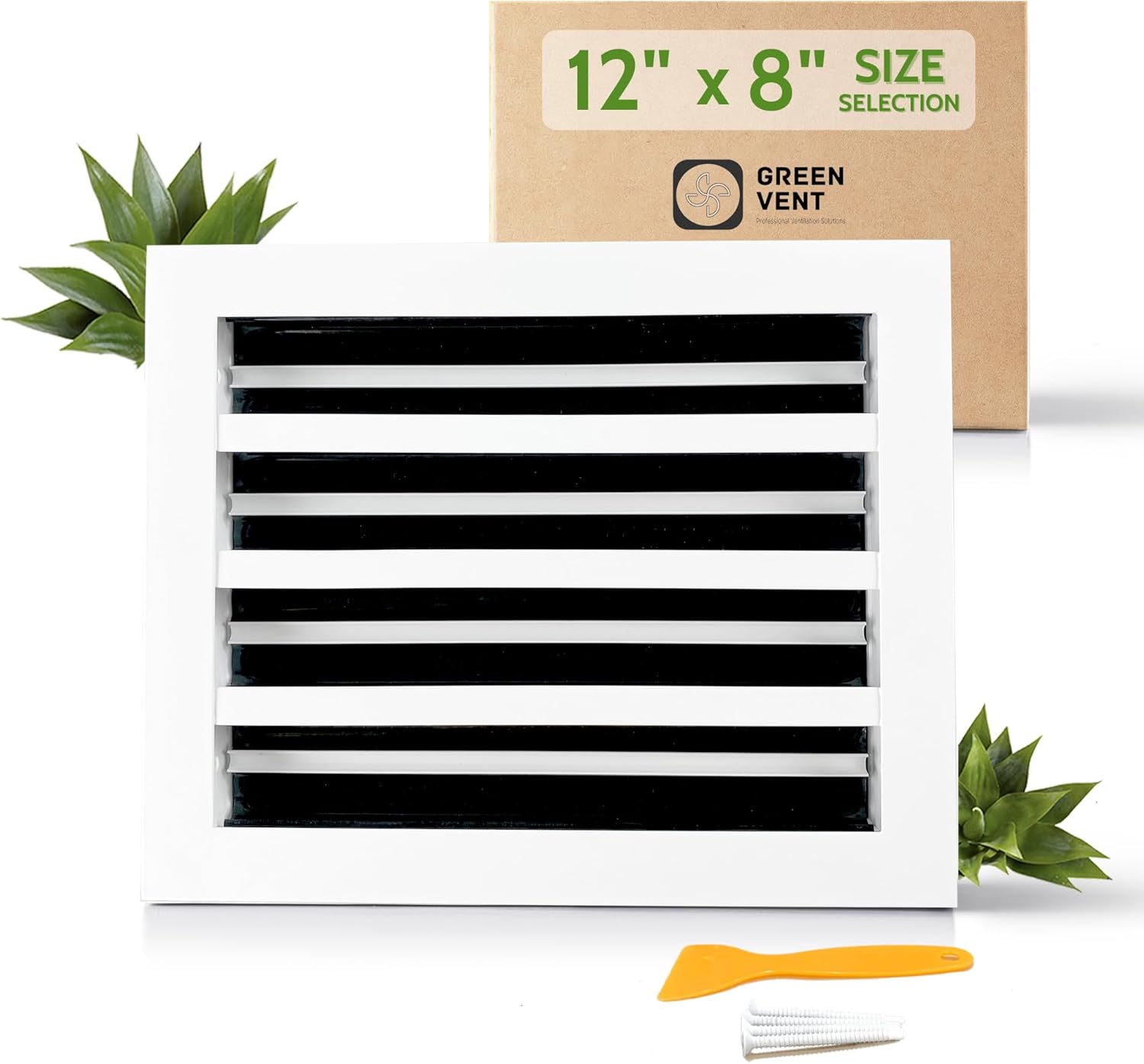 GREEN VENT Modern Air Vent Cover 12x8 (Duct Opening) - Decorative White ...