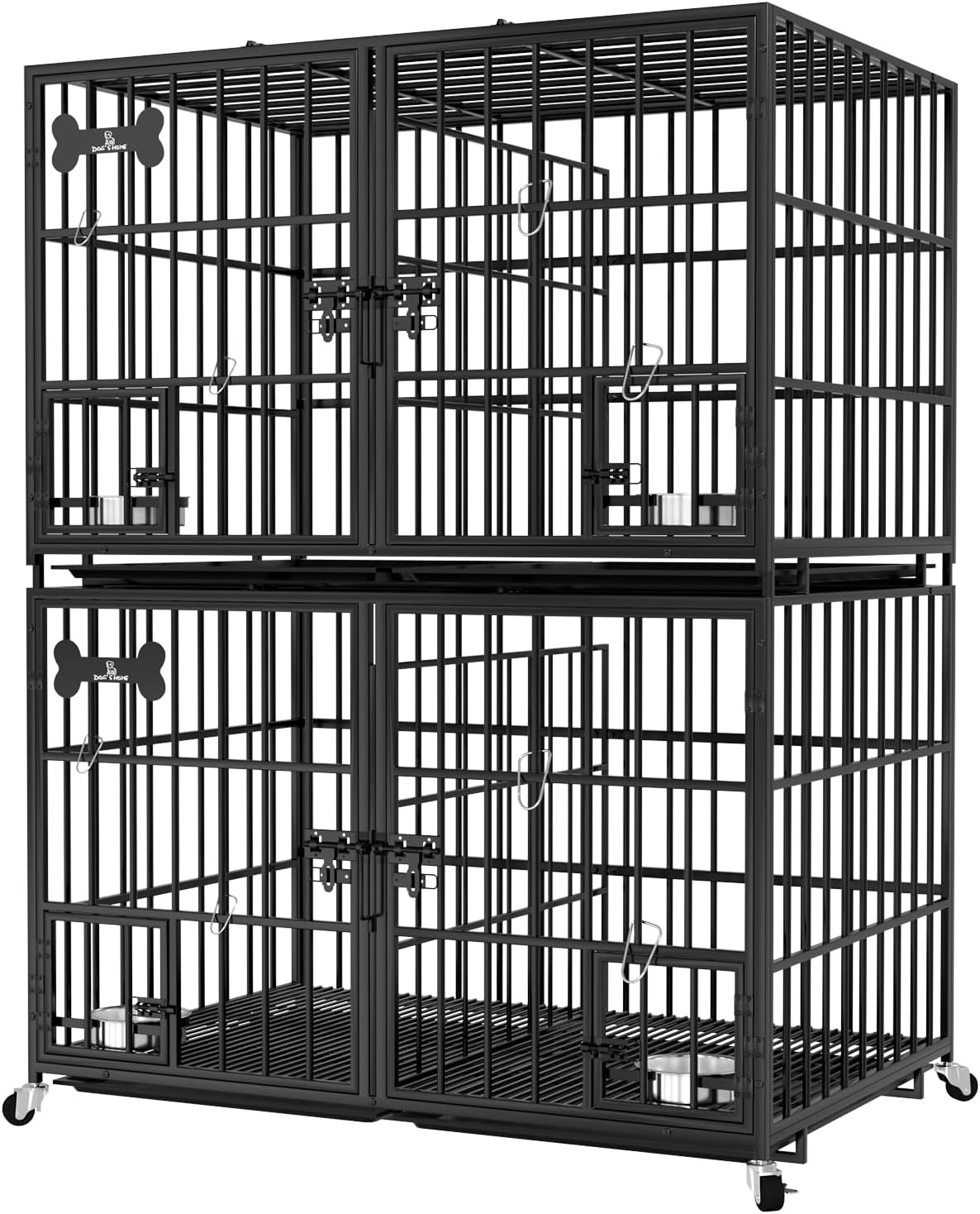 Amazon.com : aboxoo 42 inch Stackable Heavy Duty Metal Dog Crate for 4 ...