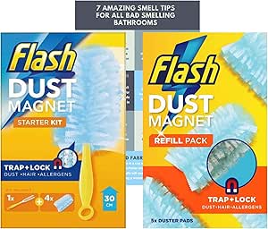 Flash Duster Dust Magnet Starter Kit (1 Handle + 4 Refills) and Flash ...
