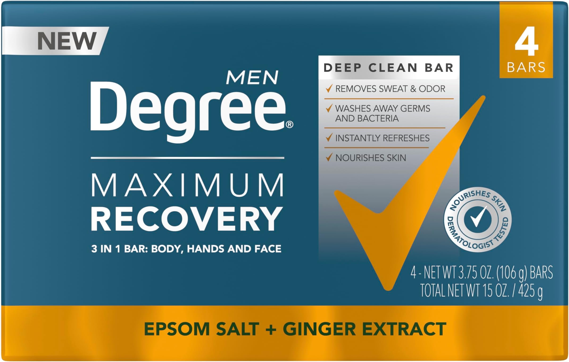 Amazon.com: Degree Men Maximum Recovery Deep Clean Soap Bar Ginger ...