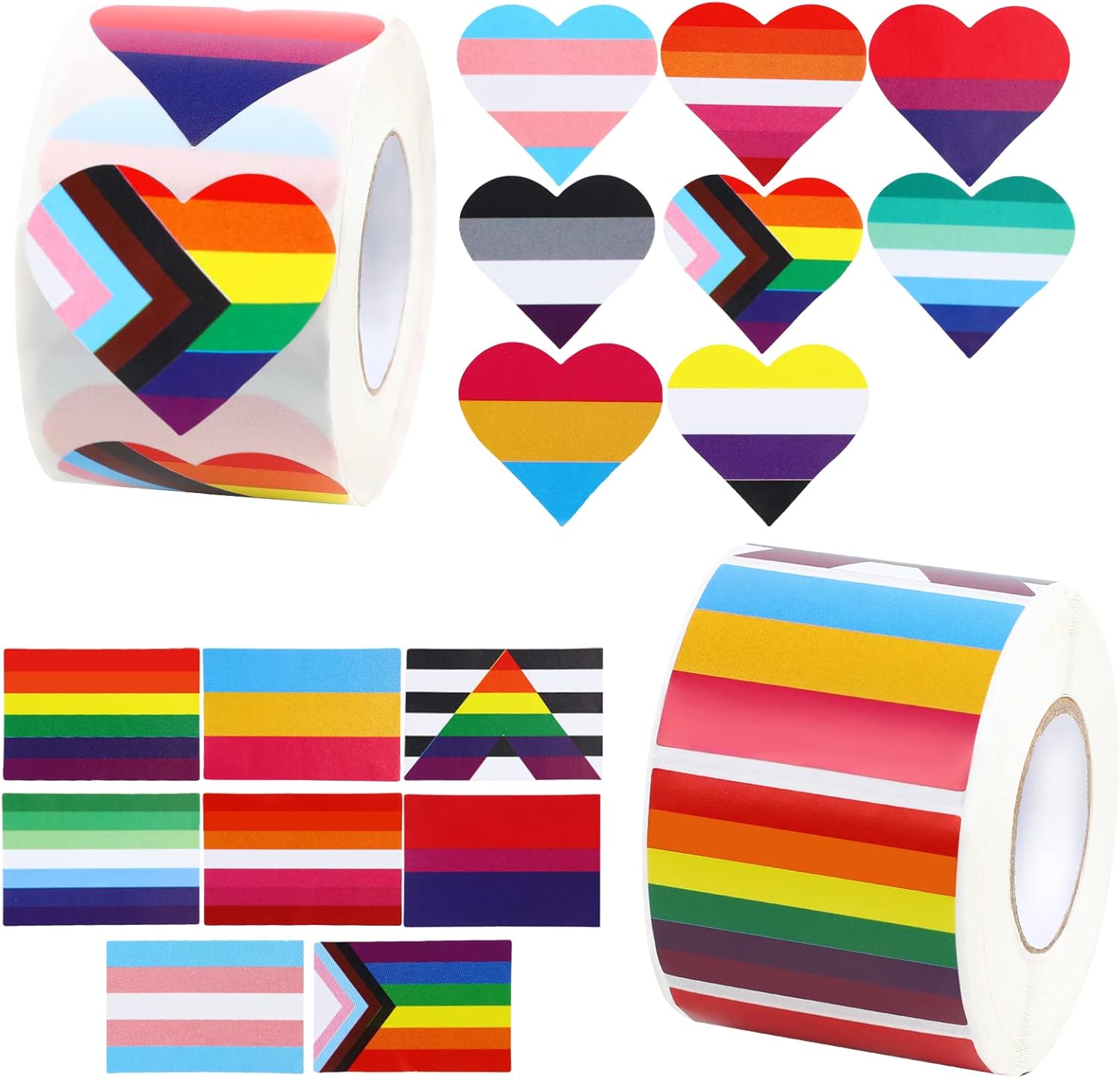 Amazon.com: FOIMAS 2 Roll 1000pcs Rainbow Pride Stickers,LGBTQ Pride ...