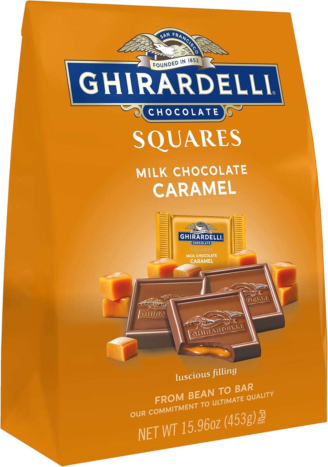 Ghirardelli Milk and Caramel Squares XL Bag, 15.96 Ounce/453 Grams ...