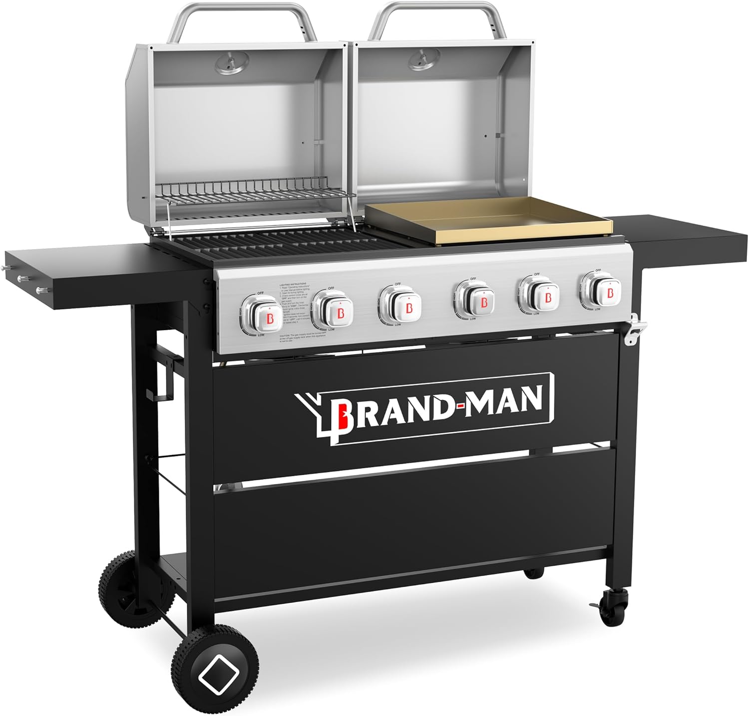 Amazon.com: Brand-Man Griddle Grill Combo 6-Burner, 2 in 1 Versatile ...