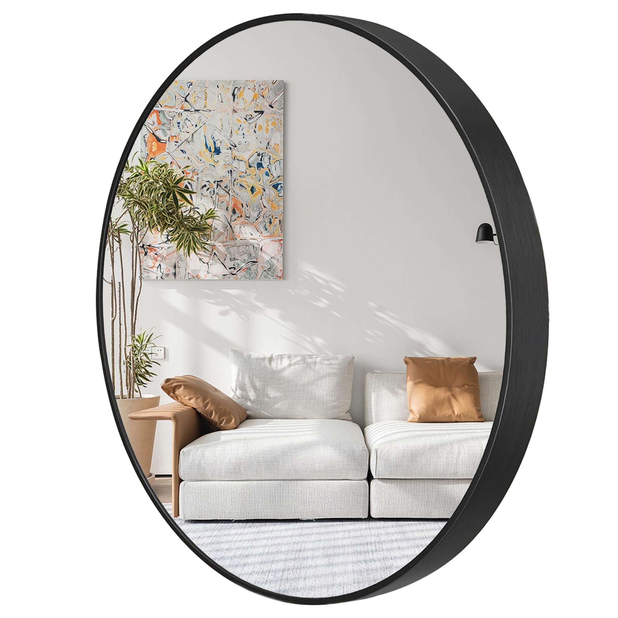 Amazon.com: Generic Round Mirror, Black Round Mirror 24 inch, Circle ...