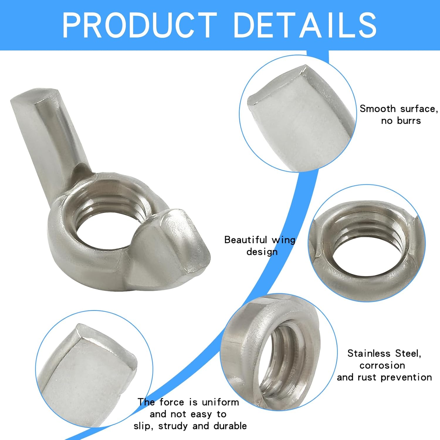 M8 – Tuercas de mariposa 304 chapadas en acero inoxidable, tuercas de ...